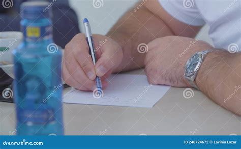 Close Up Of A Man S Hand Taking Notes On Paper Team Training Workshop Stock Footage Video Of