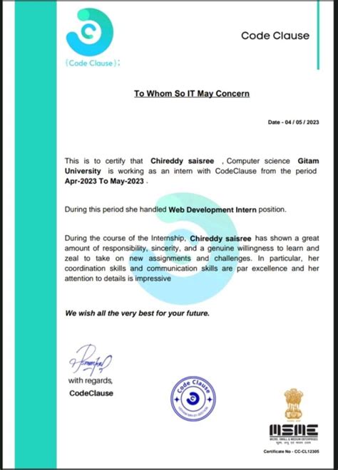 saisree chireddy on linkedin internship codeclause