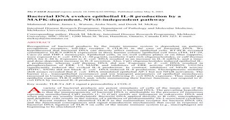Bacterial Dna Evokes Epithelial Il 8 Production By A Mapk Dependent Nf
