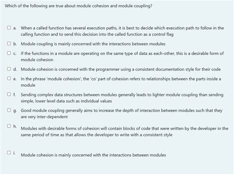 solved which of the following are true about module cohesion