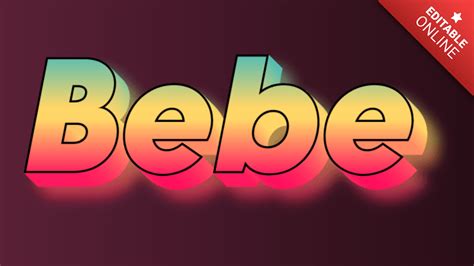 Bebe Editable Neon 3d Style Text Effect Generator