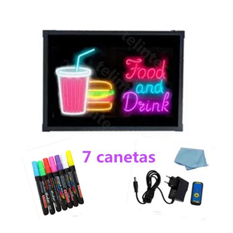 Lousa Painel Quadro Letreiro Luminoso Led Canetas Shopee Brasil