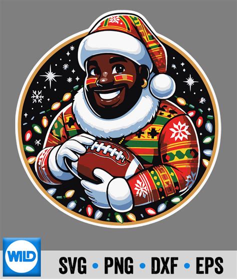 Christmas SVG Football Christmas Black African American Santa Claus