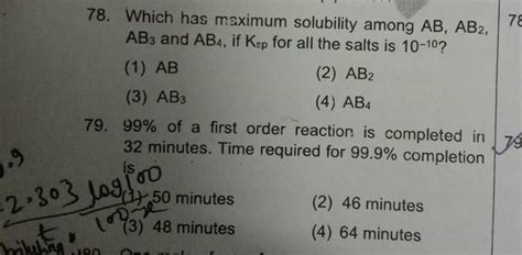 Which Has Maximum Solubility Among Abab2 Ab3 And Ab4 If Ksp For Al