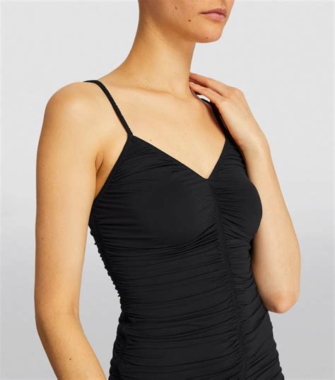 Womens Alexander Wang Black Ruched Slip Midi Dress Harrods UK