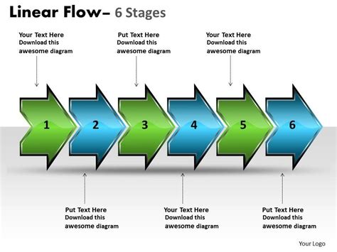 Linear Flow Arrow 6 Stages 32 PPT Images Gallery PowerPoint Slide Show PowerPoint