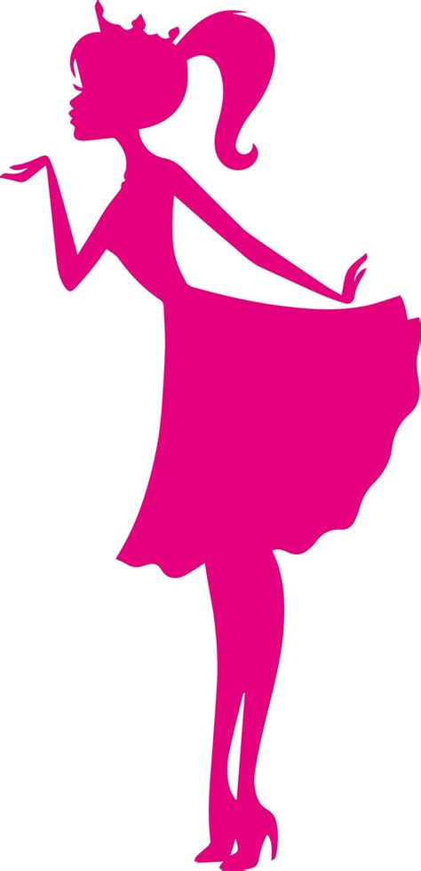 A Silhouette Of A Woman In A Pink Dress Holding Her Hand Out To The Side