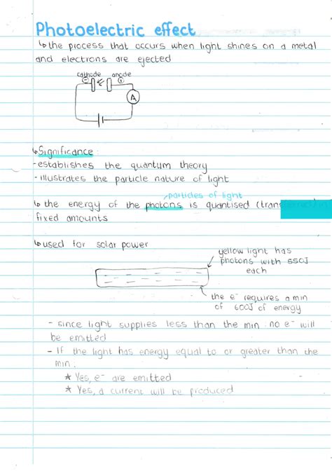 Grade 12 Physics Notes Photons And Electrons Handwritten Physical