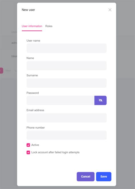 Active And Lock Should Be Selected When We Open The New User