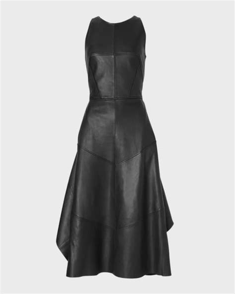 Maticevski Linden Sleeveless Paneled Leather Midi Dress Neiman Marcus