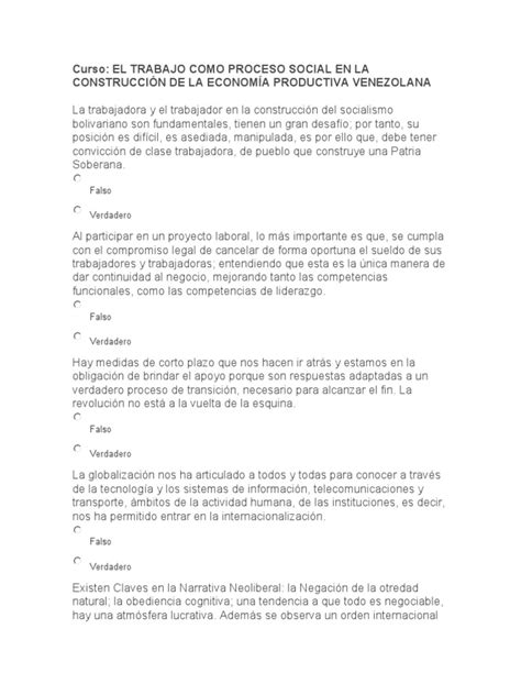 Curso El Trabajo Como Proceso Social En La Construcción De La Economía