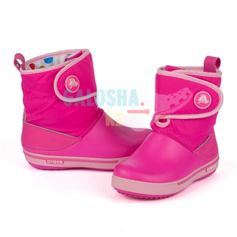 Детские зимние сапоги розового цвета Crocs™ Kids' Crocband II.5 Gust Boot