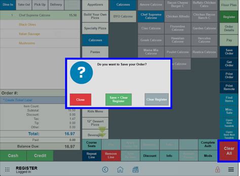 Clear All Button In The Register Exatouch Knowledge Base