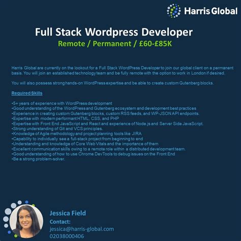Fullstack Permanentjobs Wordpress Developer Itjobs Harrisglobal