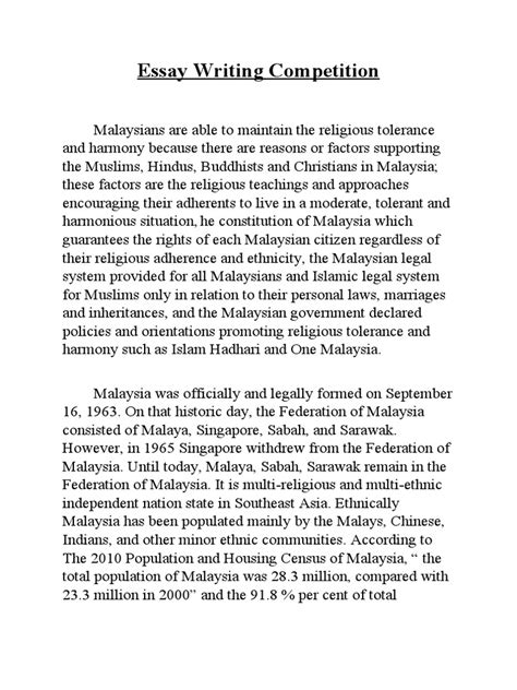 Essay Writing Competition Pdf Malaysia Asia