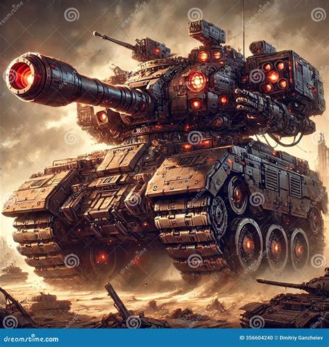 High Tech Battle Tank In Apocalyptic Setting Stock Illustration