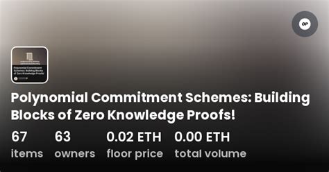 Polynomial Commitment Schemes Building Blocks Of Zero Knowledge Proofs Collection Opensea