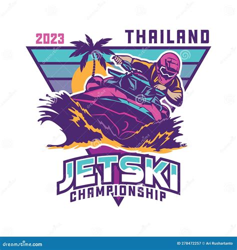 Jet Ski Racing Extreme Sport Vector Illustration Logo Design Stock