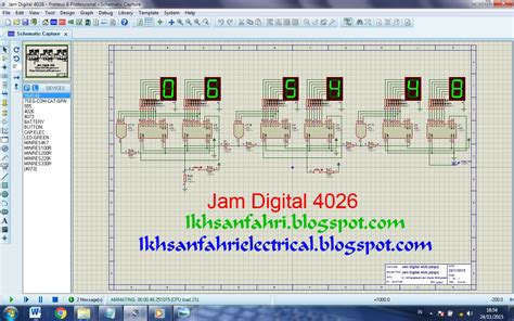 simulasi jam digital dengan ic 4026 pada software proteus
