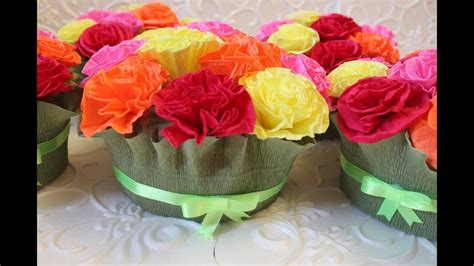 Цветы из гофрированной бумаги своими руками пошаговое фото цветы
