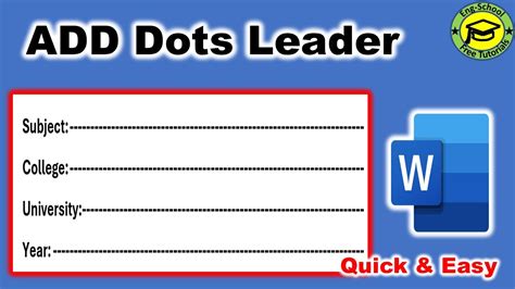 How To Add Dots Leader In Table Of Contents Word Youtube