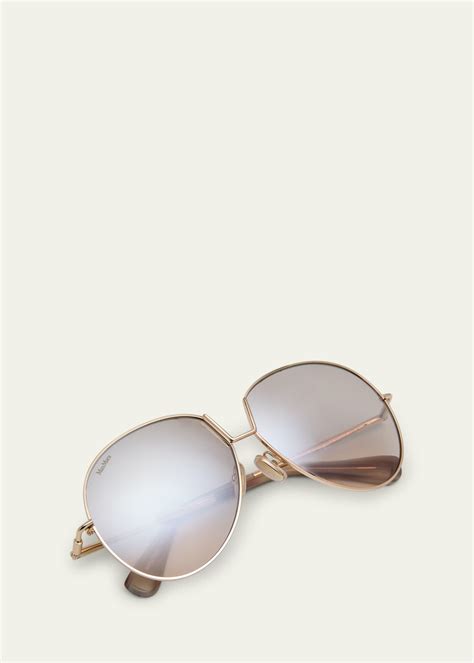 Max Mara Design 8 Mirrored Metal Aviator Sunglasses Bergdorf Goodman
