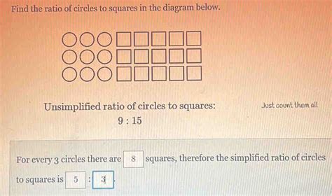 Solved Find The Ratio Of Circles To Squares In The Diagram Below