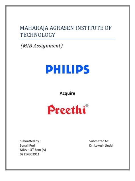 Philips Acquisition Preethi Pdf Philips Brand