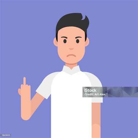 Man Character Design Man Is Showing The Middle Finger Obscene Gesture
