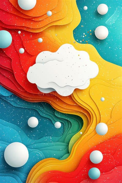 Vibrant Abstract Background With Colorful Layers And White Spheres In A Dynamic Flowing Design