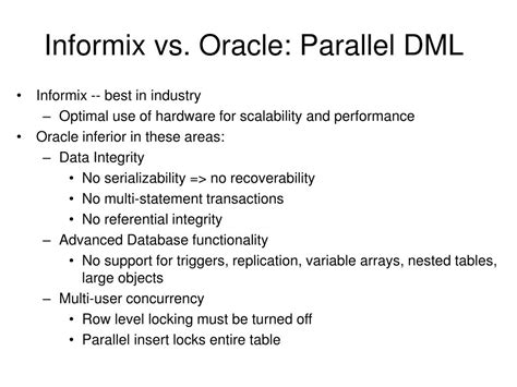PPT Informix IDS Vs Oracle A Competitive Comparison PowerPoint