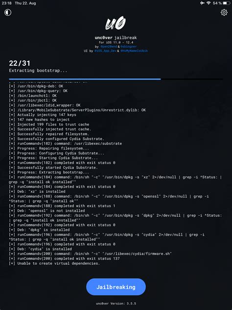 usr libexec cydia firmware sh exits with code 137 unable to create