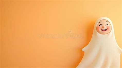 A Cute 3d Cartoon Ghost Making A Silly Face Halloween Stock