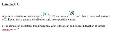 Solved A Gamma Distribution With Shape α C Of 2 And