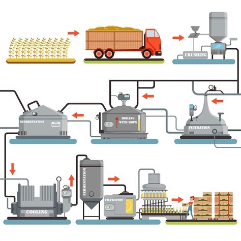 Processo De Fabricação De Cerveja Produção De Ilustrações De Cerveja