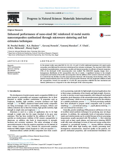 Enhanced Performance Of Nano Sized Sic Reinforced Al Metal Matrix