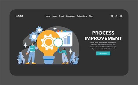 Premium Vector Process Improvement Night Or Dark Mode Web Or Landing Page Innovative