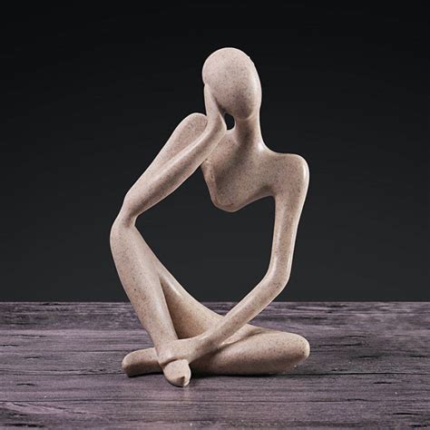 STATUETTE Black Left Statue De Penseur En Résine Sculpture Abstraite