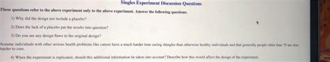 Solved Singles Experiment Discussion Questions These Chegg Com