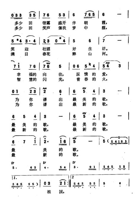 歌谱我为祖国唱支歌 作词陈克正 作曲肖冷 演唱美声唱法歌谱乐器资源网