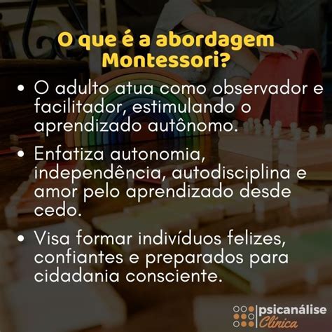 Abordagem Montessori na educação princípios chave Psicanálise Clínica