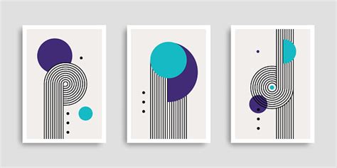 Set Poster Kontemporer Abstrak Dengan Bentuk Geometris Koleksi Sampul