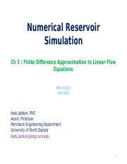 Ch Finite Difference Approximation Pptx Numerical Reservoir Simulation Ch Finite