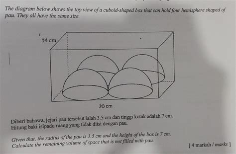 Solved The Diagram Below Shows The Top View Of A Cuboid Shaped Box