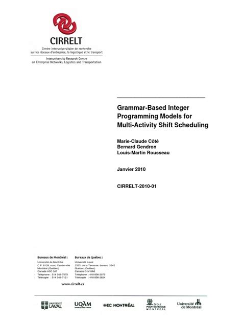 Grammar Based Integer Programming Models For Multy Activity Shift