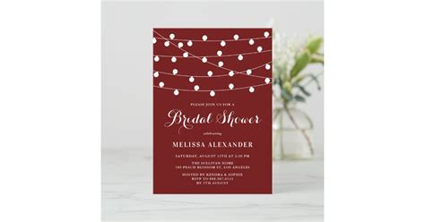 Whimsical String Lights Red Bridal Shower Invitation Zazzle