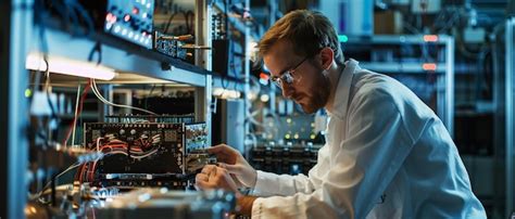 Premium Photo Quantum Computing Researcher In A Lab