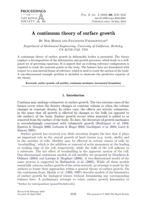 A Continuum Theory Of Surface Growth Request Pdf