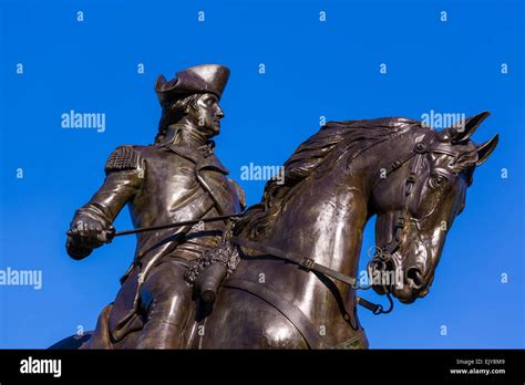 Boston Common George Washington Monument At Massachusetts Usa Stock