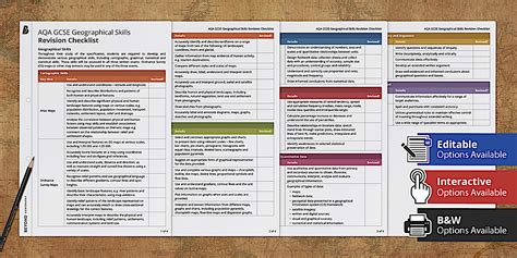 aqa gcse geographical skills revision checklist twinkl